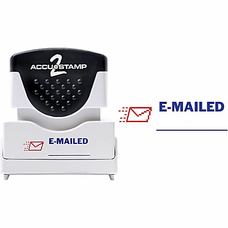 AccuStamp2 Pre Inked Message Stamp Emailed RedBlue - Office Depot