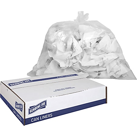 Genuine Joe Super Hexene Clear Trash Can Liners 0.6 mil 10 Gallons 24 x ...