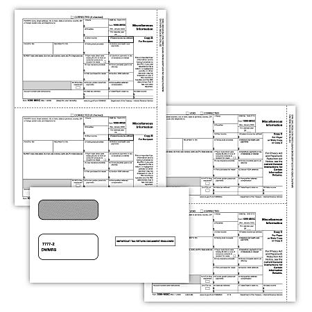 ComplyRight 1099 MISC Tax Forms Set 3 Part 3 Up Copies BC2 Recipient ...
