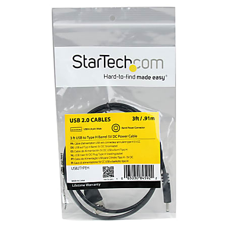 StarTech.com 3 ft USB to Type H Barrel 5V DC Power Cable Charge your 5V ...