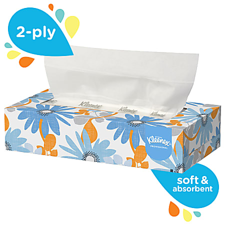 Kleenex 2 Ply Facial Tissue Flat 100 Tissues Per Box Pack Of 5 Boxes - Office Depot