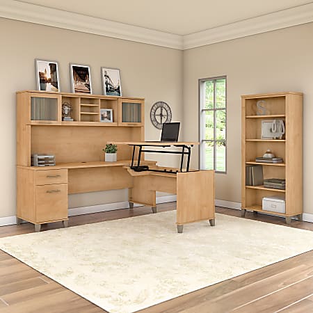 Bush Furniture Somerset 72 W 3 Position Sit to Stand L Shaped Desk With ...