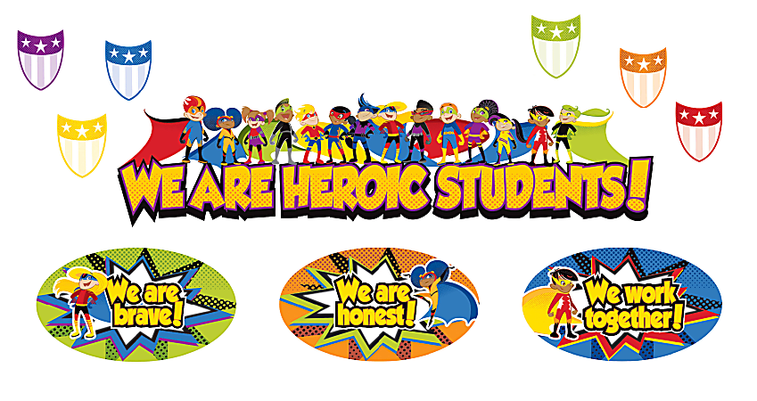 Carson Dellosa Super Power Heroic Students Mini Bulletin Board Set ...