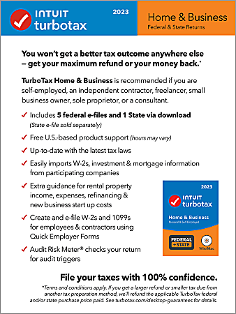 TurboTax Home Business 2023 Federal E file State For PCMac Disc Or ...