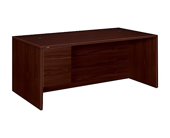 HON 10500 72 W Single Pedestal Computer Desk With Pedestal On LeftRight ...