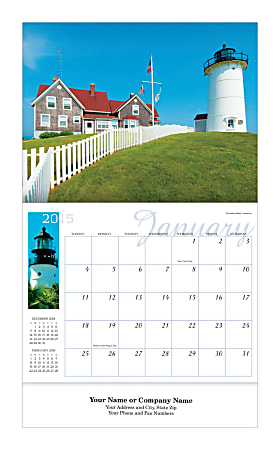 Custom 13 Month Wall Calendar 10 x 10 38 Lighthouses - Office Depot