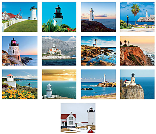 Custom 13 Month Wall Calendar 10 x 10 38 Lighthouses - Office Depot