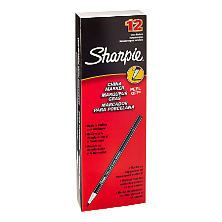 Sharpie Peel Off China Markers Black Box Of 12 - Office Depot