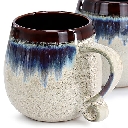 Meritage Lexington 4 Piece Stoneware 2 Tone Mug Set 20 Oz Dark Brown ...