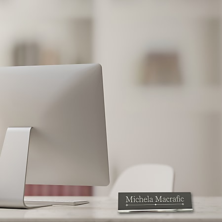 Custom Engraved Plastic Desk Signs With Metal Holder 2 x 8 - Office Depot