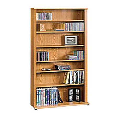 Sauder Multimedia Storage Tower 55 12 H x 32 12 W x 9 12 D Carolina Oak ...