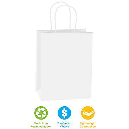 Partners Brand Paper Shopping Bags 5 14 W x 3 14 D x 8 38 H White Case ...