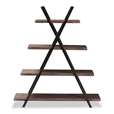 Baxton Studio Fiera 55 H 4 Tier Living Room Display Shelf WalnutBlack ...