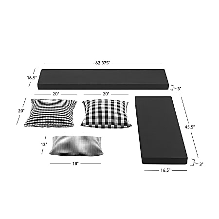 Linon Manning Cotton 5 Piece Cushion Set Black - Office Depot