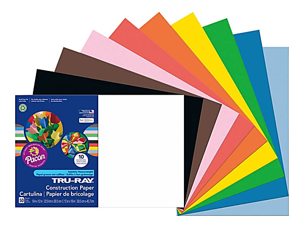 Tru Ray Construction Paper 50percent Recycled Assorted Colors 12 x 18 ...