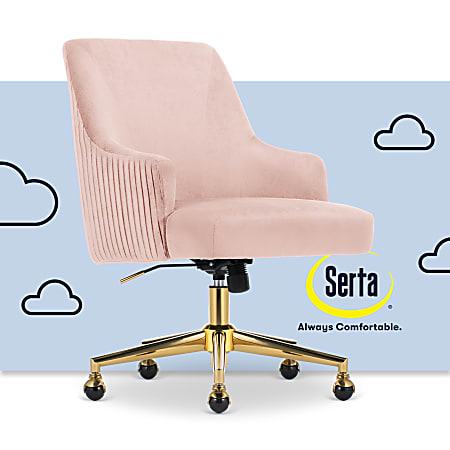 Serta Scarlett Ergonomic Fabric Mid Back Home Office Chair Pink ...