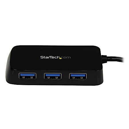 StarTech.com Portable 4 Port SuperSpeed Mini USB 3.0 Hub Black Add four ...