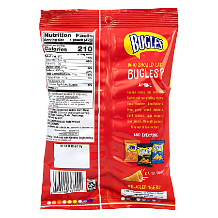 Bugles Original Crispy Corn Snack Single Serve Bags 1.5 Oz Pack Of 36 ...