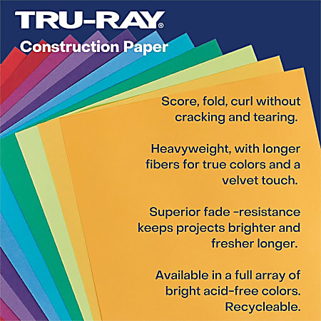 Tru Ray Construction Paper 50percent Recycled Assorted Colors 9 x 12 ...