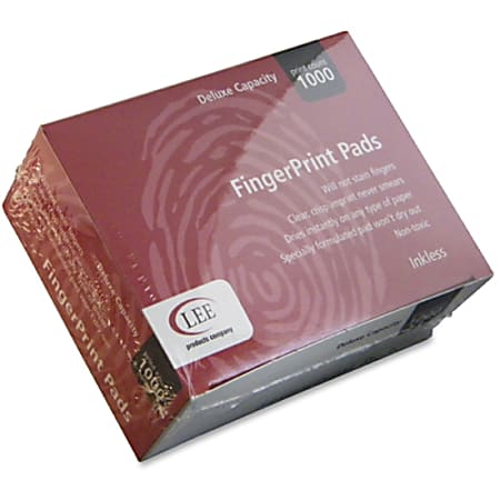 LEE Inkless FingerPrint Pad 2 H x 2.3 W x 1.8 D Black Ink 1 Dozen ...