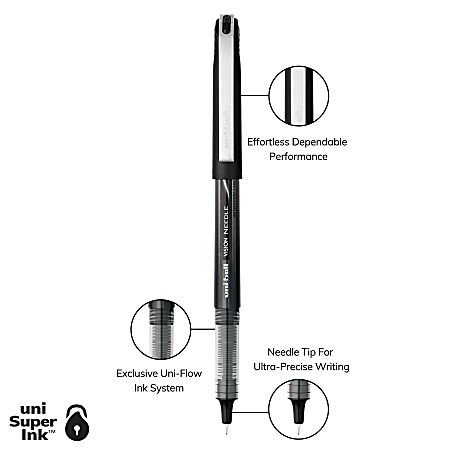 uni ball Vision Needle Liquid Ink Rollerball Pens Micro Point 0.5 mm ...