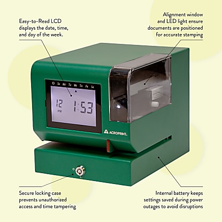 Acroprint M150MC4 Heavy Duty Digital Time Recorder 10 14 H x 9 12 W x ...