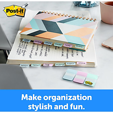 Post it Pastel Color Tabs 12 TabsSet 1 Tab Height x 1.50 Tab Width ...