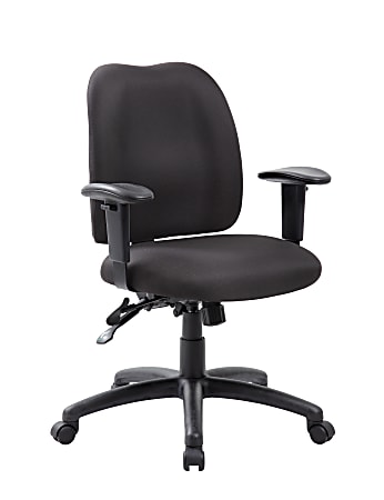 Boss Multi Function Mid Back Task Chair Fabric Black - Office Depot