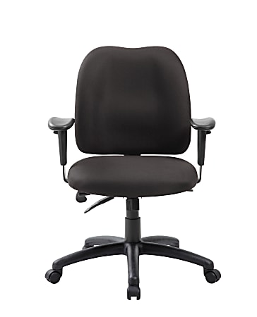 Boss Multi Function Mid Back Task Chair Fabric Black - Office Depot