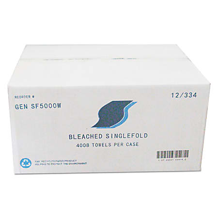 GEN Single Fold Paper Towels 9 x 9.45 White 334Pack 12 PacksCarton ...