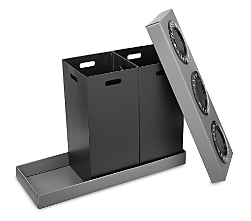 Alpine 3 Compartment Indoor Trash Bin 28 Gallon Black - Office Depot