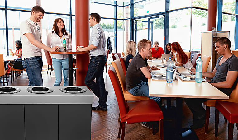 Alpine 3 Compartment Indoor Trash Bin 28 Gallon Black - Office Depot