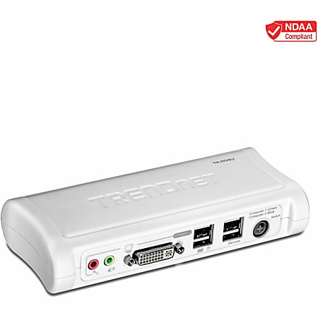 TRENDnet 2 Port DVI USB KVM Switch Cable Kit with Audio Manage Two PCs ...