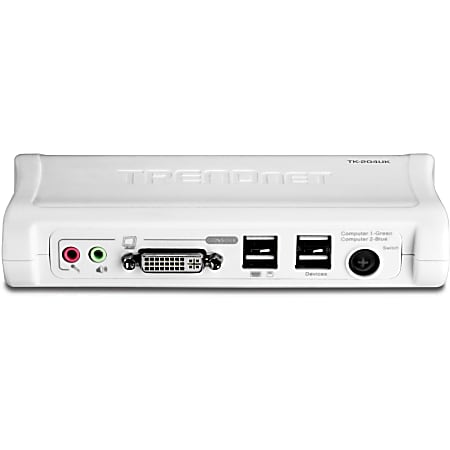 TRENDnet 2 Port DVI USB KVM Switch Cable Kit with Audio Manage Two PCs ...
