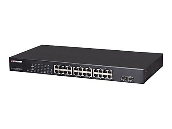 Intellinet 24 Port Gigabit Ethernet PoE Web Managed Switch with 2 SFP ...