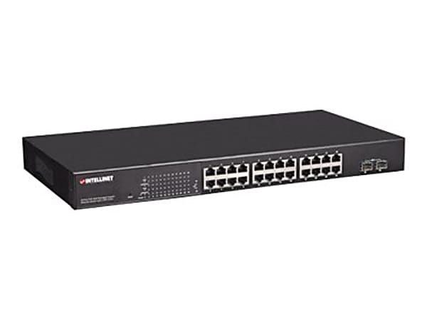 Intellinet 24 Port Gigabit Ethernet PoE Web Managed Switch with 2 SFP ...