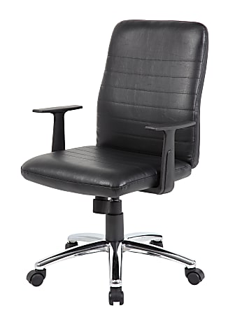 Boss Office Products Retro Vinyl Mid Back Task Chair With Arms ...