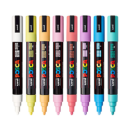 POSCA PC 5M Soft Colors Water Based Paint Markers Reversible Medium Tip ...