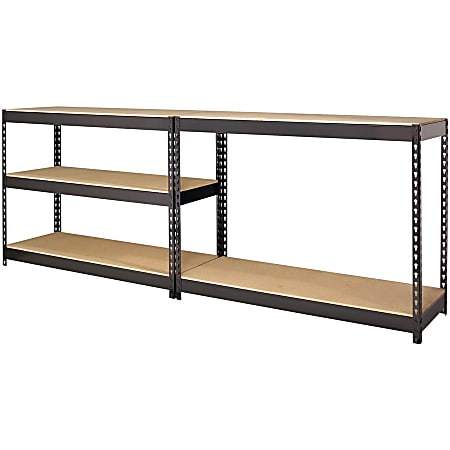Lorell 5 Shelf Riveted Steel Shelving 72 H x 48 W x 18 D Black - Office ...