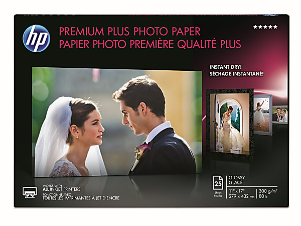 HP Premium Plus Photo Paper for Inkjet Printers Glossy Ledger Size 11 x ...