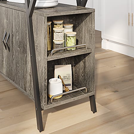 Bestier 48 W Storage Cabinet With LED Light Gray Oak Dark - Office Depot
