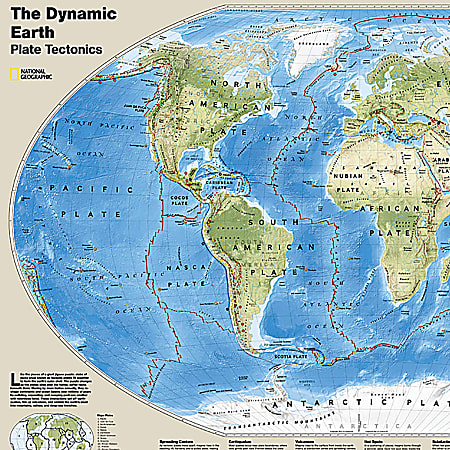 National Geographic The Dynamic Earth Plate Tectonics Map Laminated 36 ...