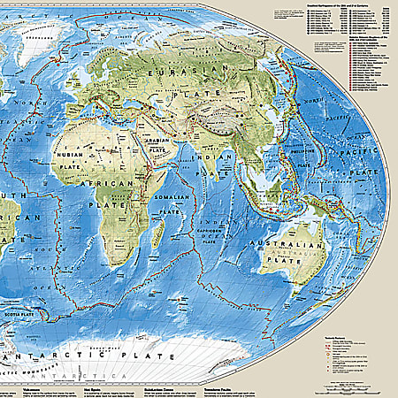 National Geographic The Dynamic Earth Plate Tectonics Map Laminated 36 ...