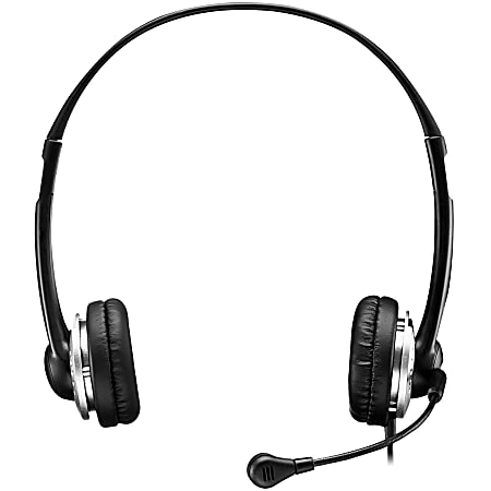 Adesso USB Stereo Headset With Adjustable Microphone Black - Office Depot