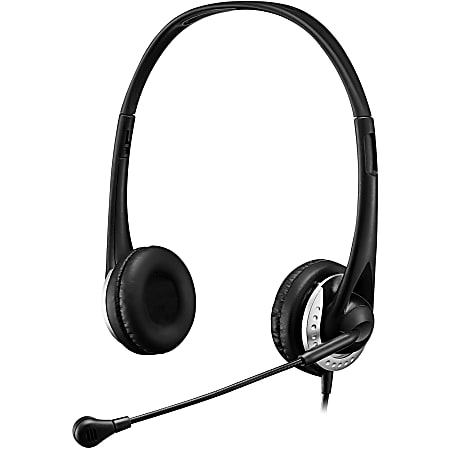 Adesso USB Stereo Headset With Adjustable Microphone Black - Office Depot