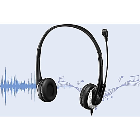 Adesso USB Stereo Headset With Adjustable Microphone Black - Office Depot