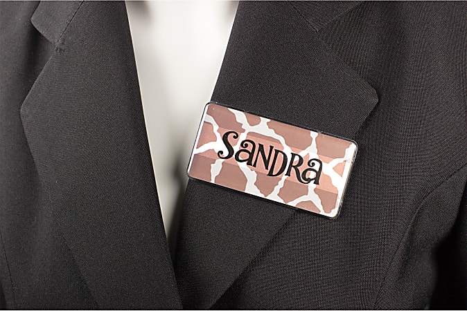 The Mighty Badge Animal Print Name Badge Kit 1 12 x 3 Giraffe Print ...