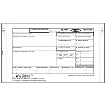 W 2 Wage And Tax Statement 1 Wide Electronic Reporting 5 Part ...
