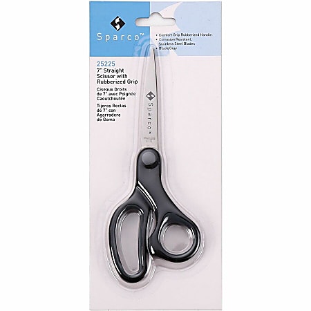 Sparco Rubber Handle Scissors 7 Pointed BlackGray - Office Depot