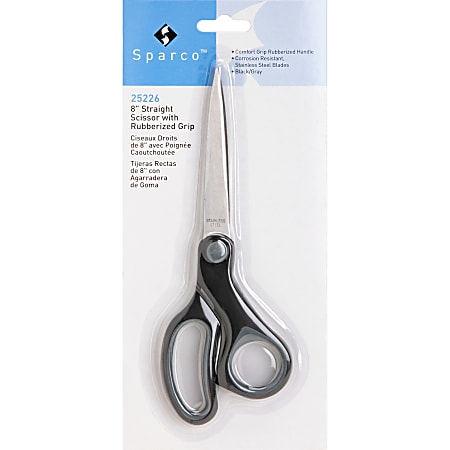Sparco Rubber Handle Scissors 8 Pointed BlackGray - Office Depot